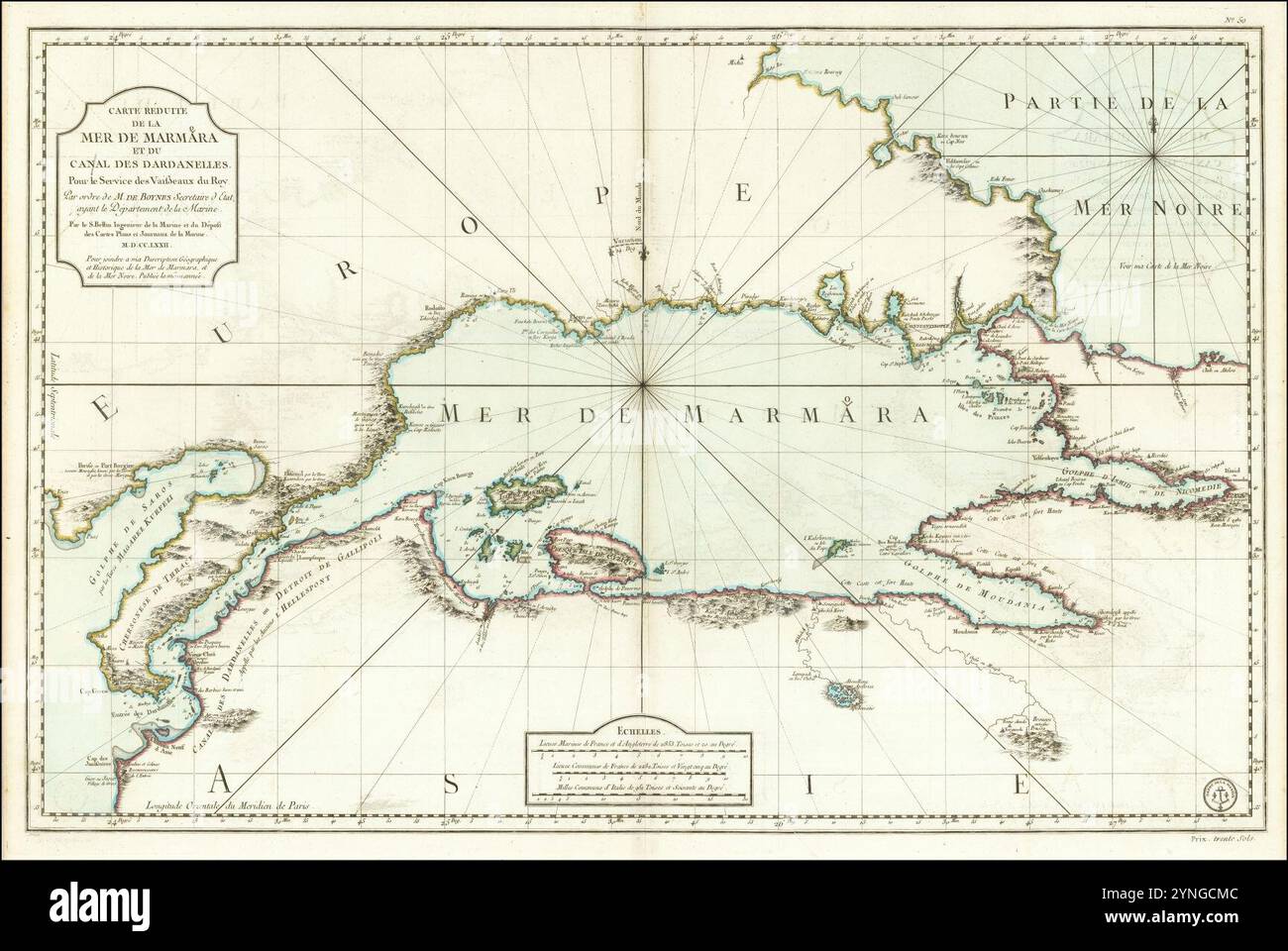 Carte Reduite de la Mer de Marmara et du Canal Des Dardanelles Stock ...