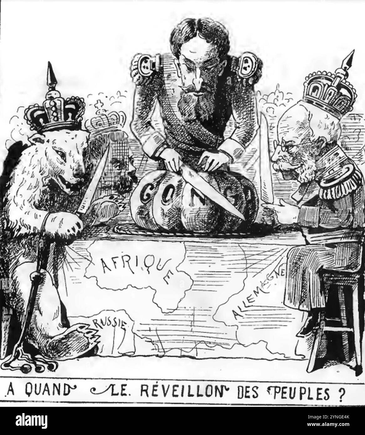 Cartoon depicting Leopold 2 and other emperial powers at Berlin ...