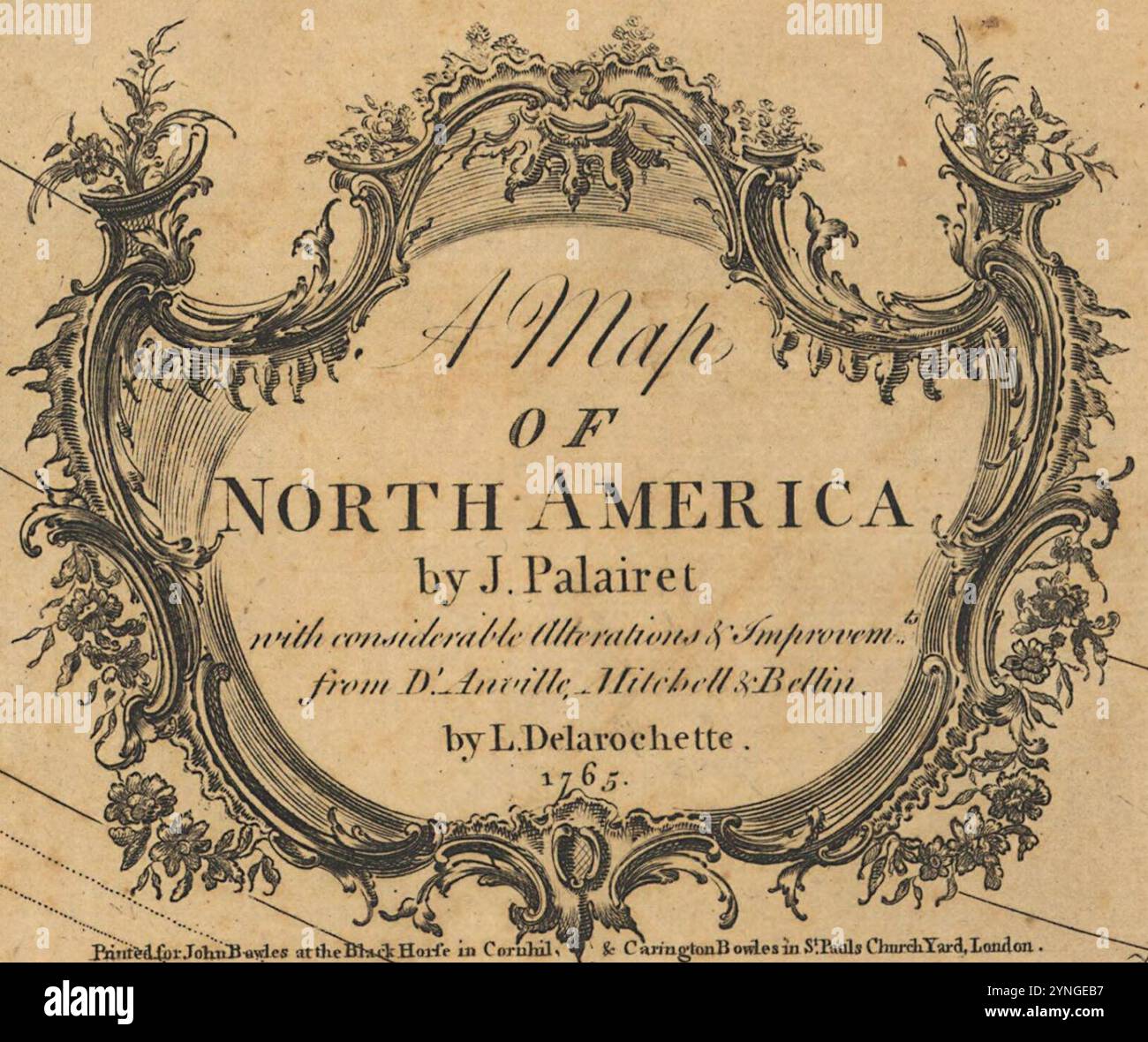 Cartouche in a North America map by DelaRochette Stock Photo - Alamy