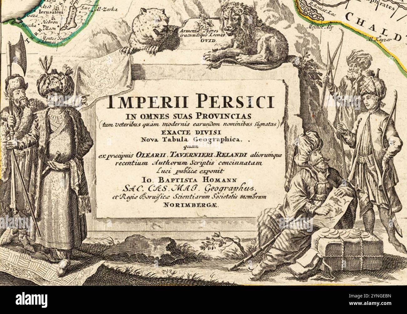 Cartouche in a Persia map by Homann Stock Photo - Alamy