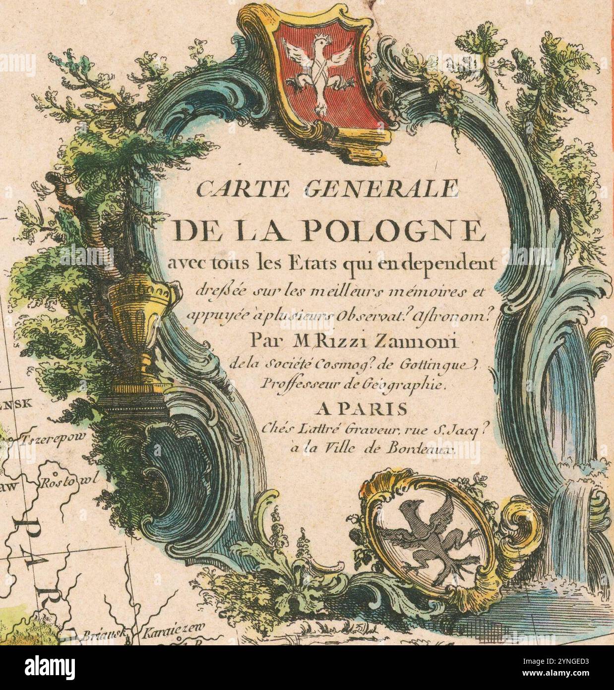 Cartouche in a Poland map by Zannoni Stock Photo - Alamy