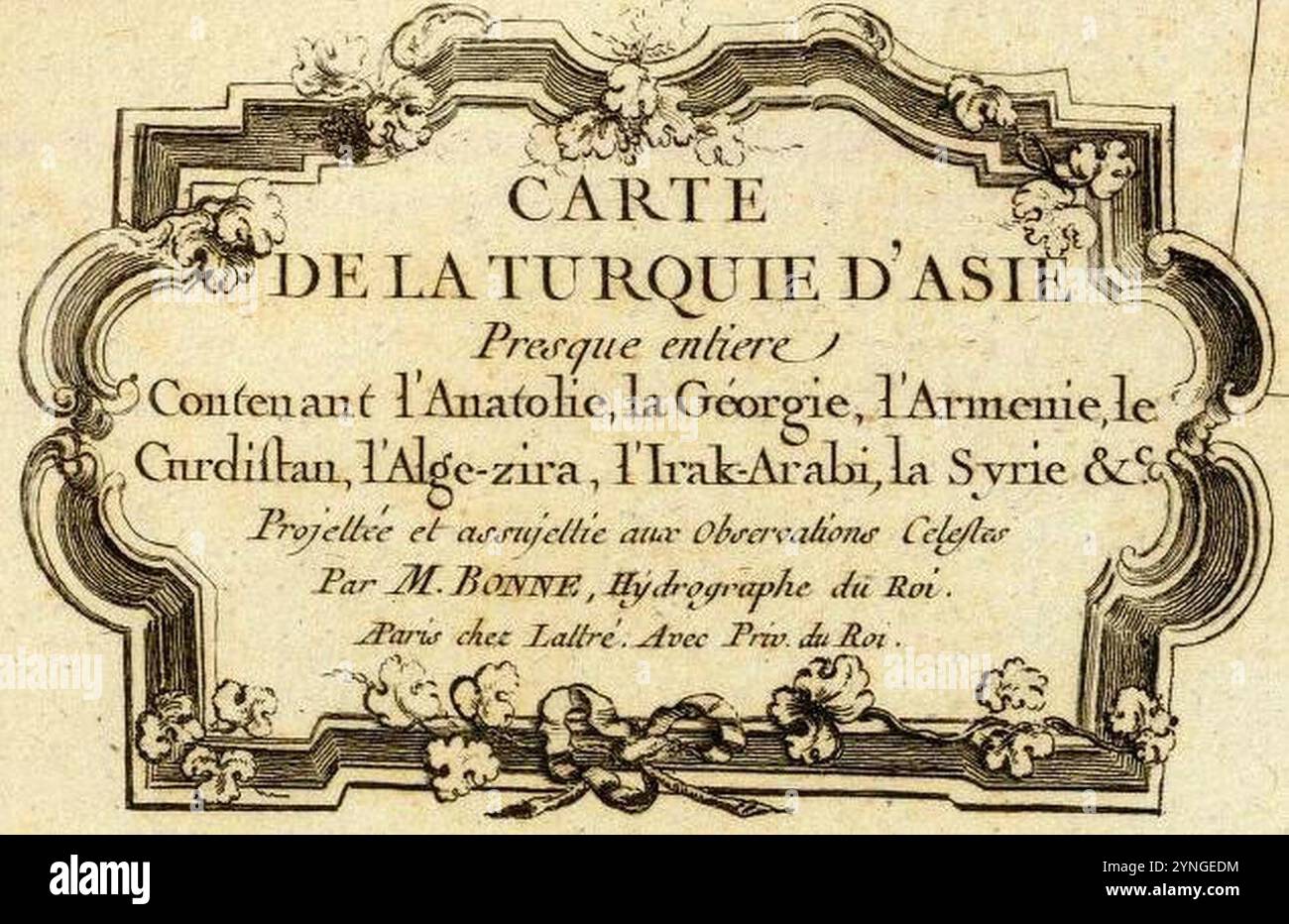 Cartouche in a Turkey map by Bonne Stock Photo - Alamy