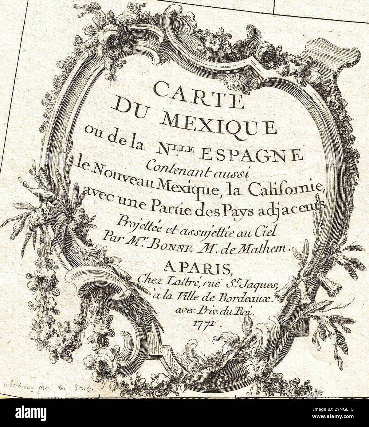 Cartouche on a Mexico map by Bonne Stock Photo - Alamy