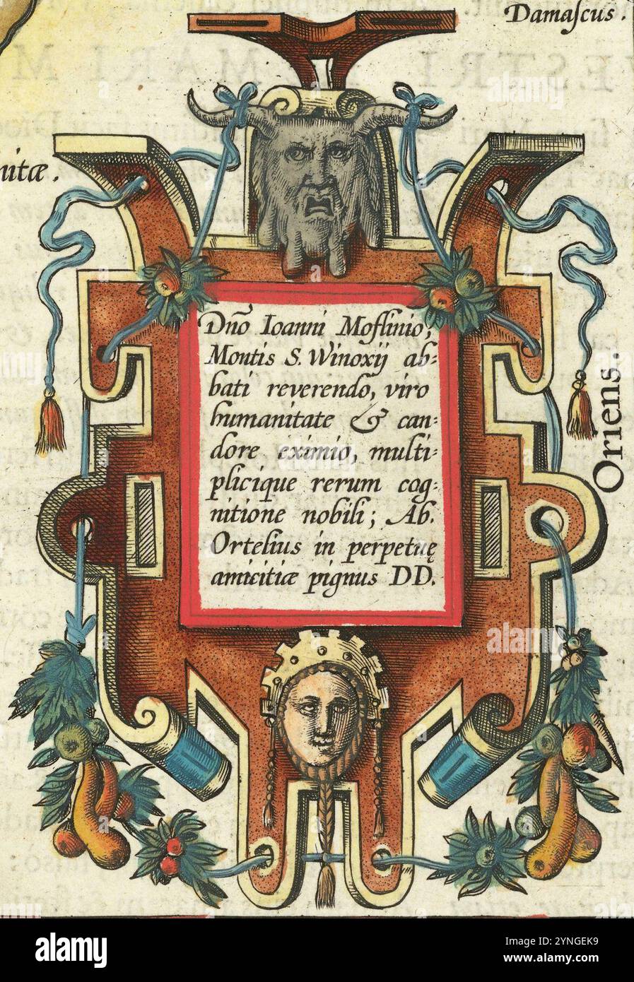 Cartouche on an Abraham map by Ortelius Stock Photo - Alamy