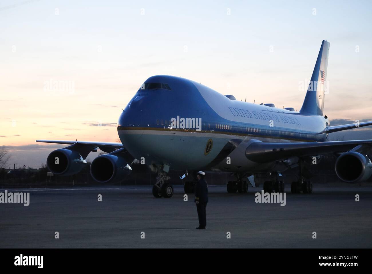 Queens, NY: US President Joe Biden and First Lady Jill Biden deplane ...