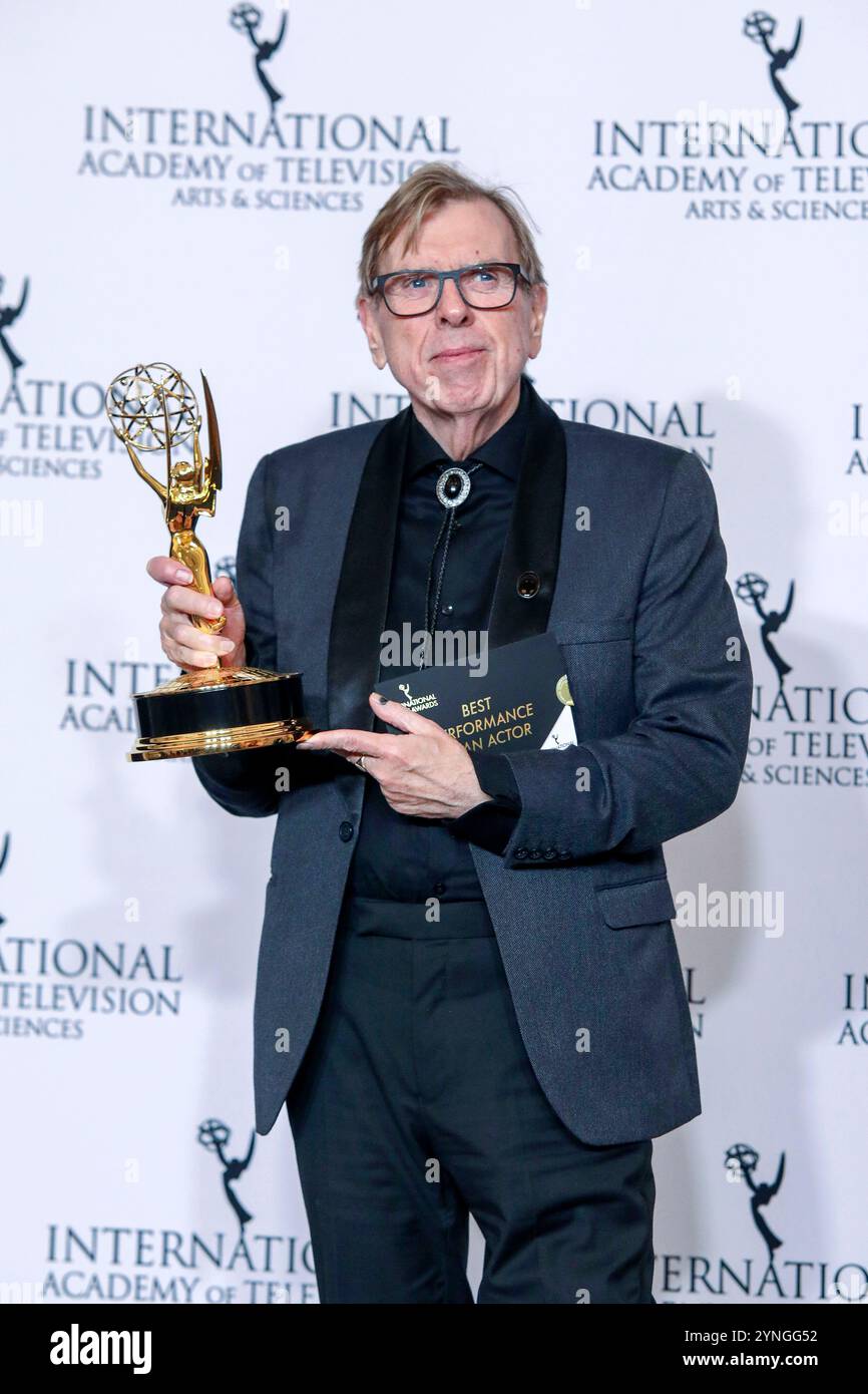 Actor Timothy Spall poses with the Emmy for Best Performance by an ...