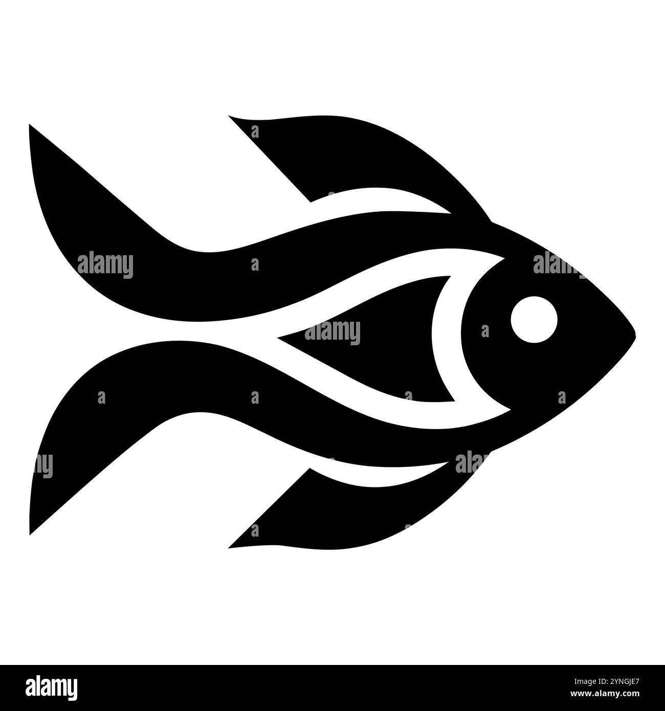 A black and white fish with a white eye, silhouette vector illustration ...