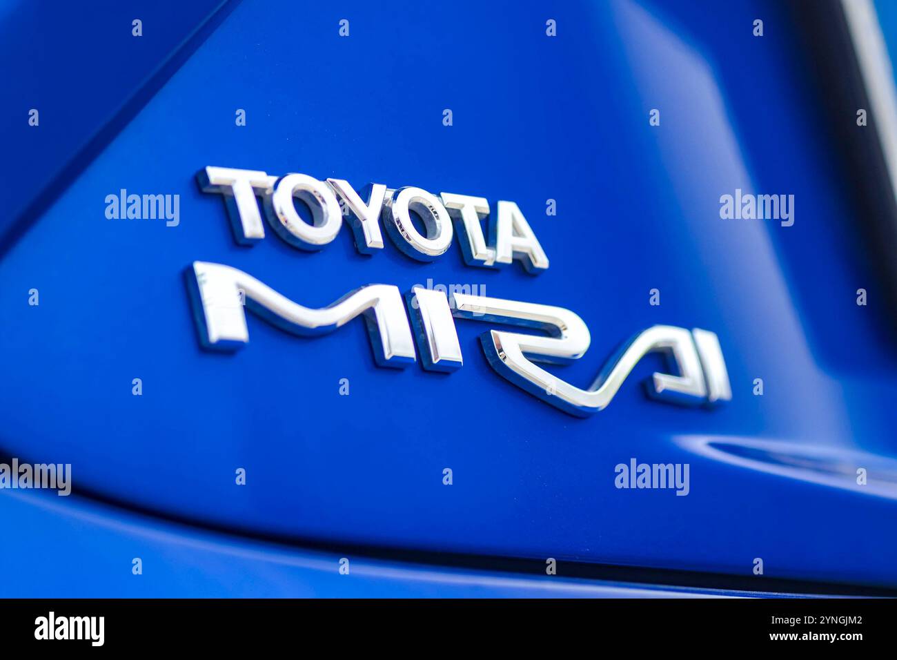 Toyota Mirai hydrogen fuel cell car on the road. Mirai combines ...