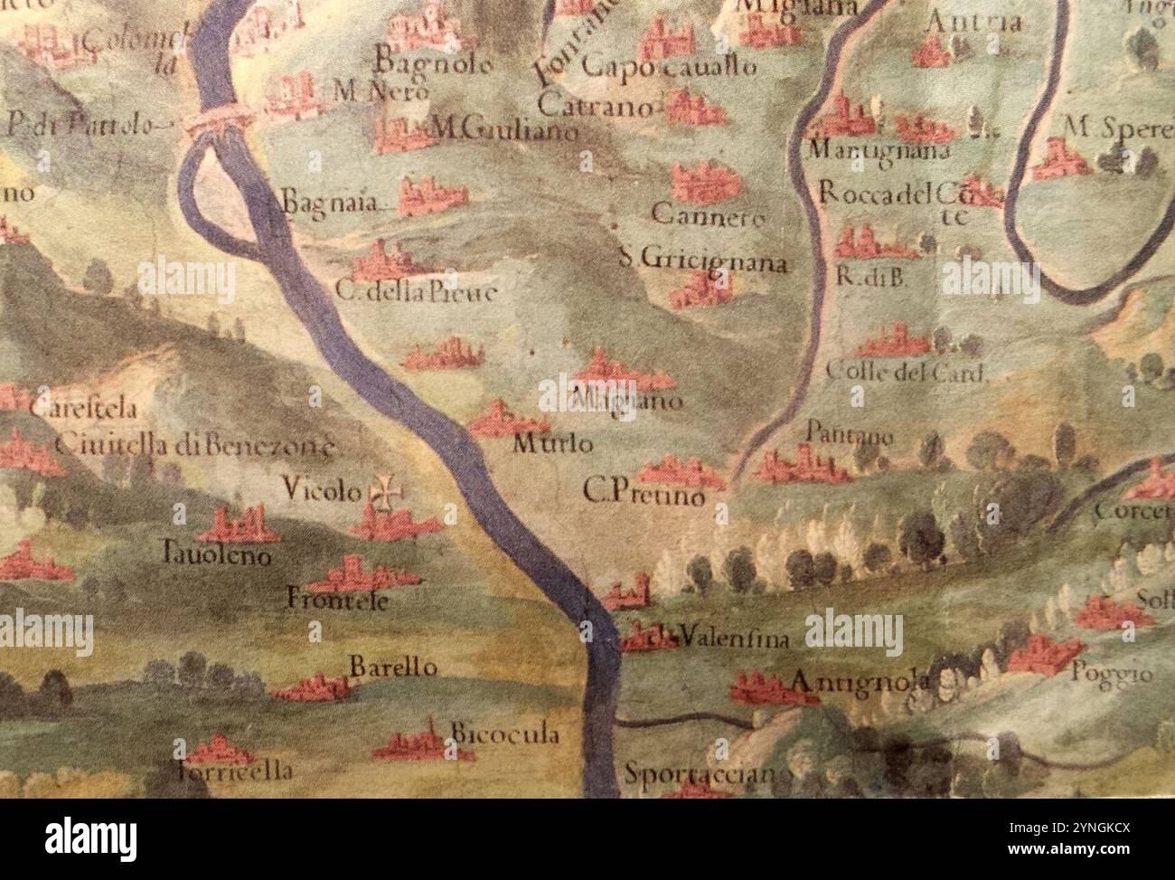 Castelli Umbria mappa 1580 Stock Photo - Alamy