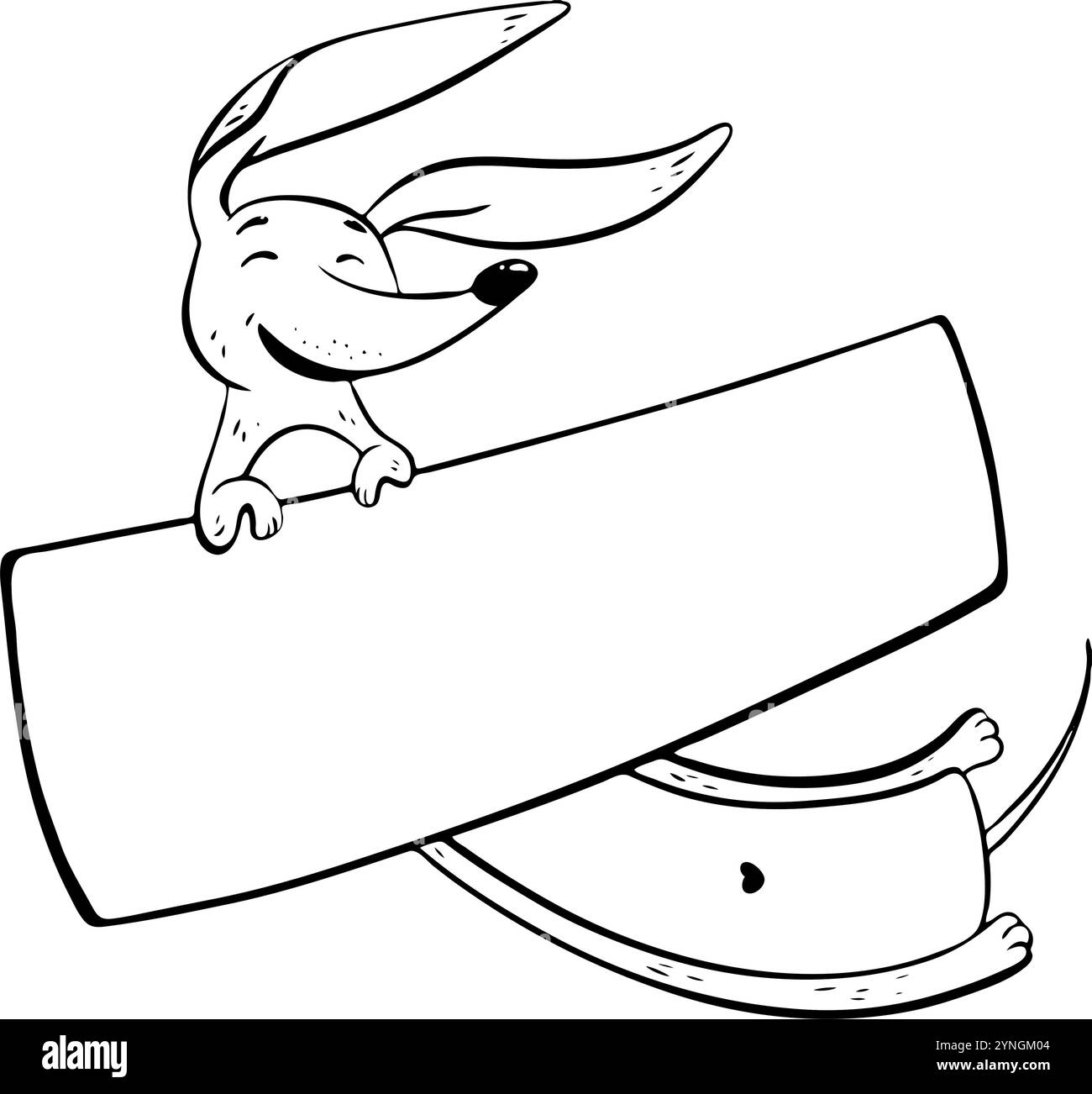 Funny dog cartoon blank sign Black and White Stock Photos & Images - Alamy
