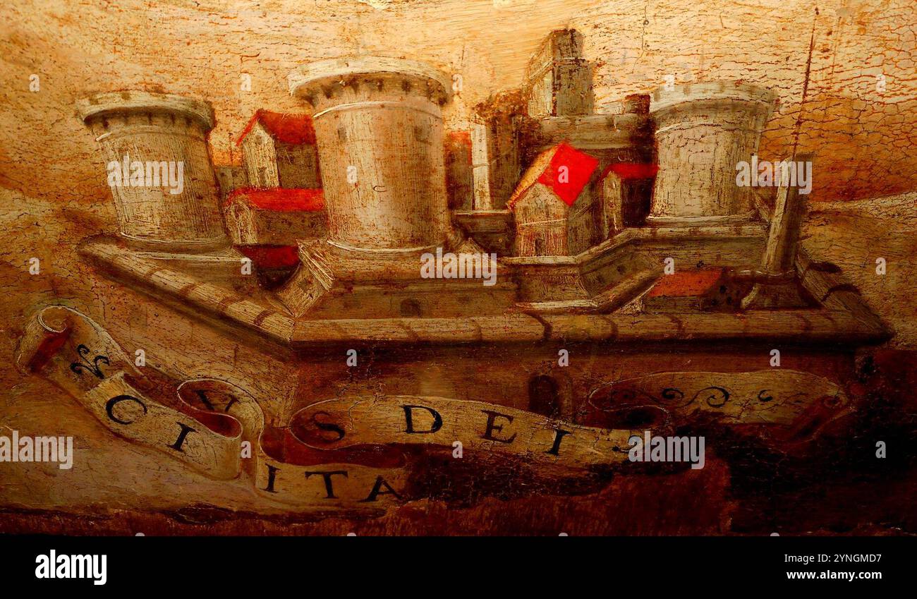 Castle, towers and fortified towns - Detail af a Painting of unknown ...