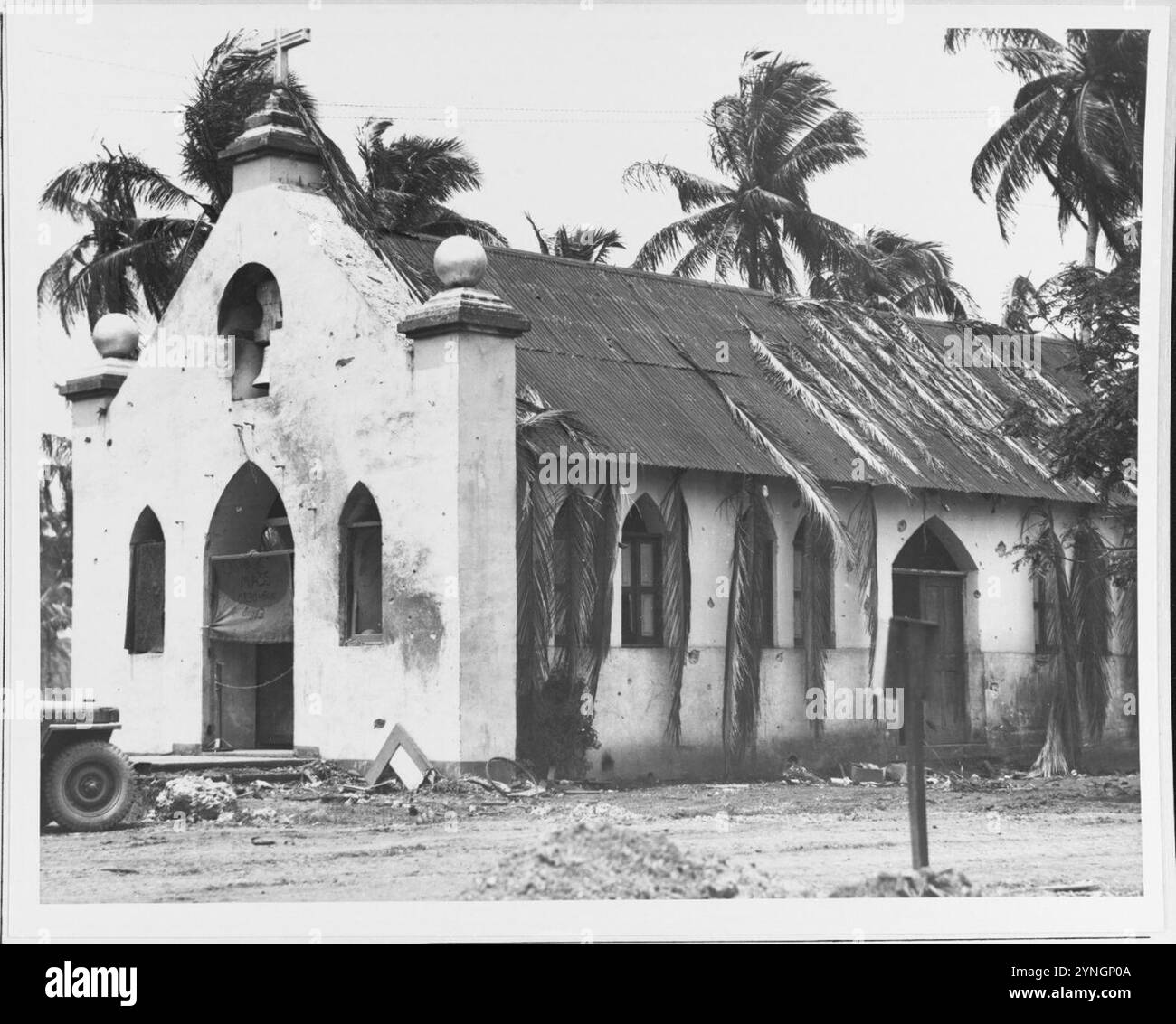 Catholic church near Ukudu, Guam, 12 August 1944 Stock Photo - Alamy