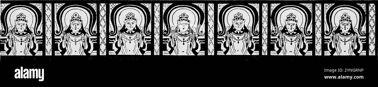 Cave 181. Row of seven princes between the sides and the tent-like ...