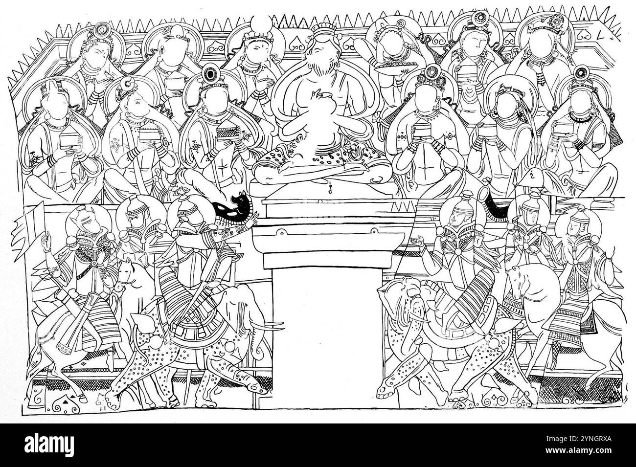 Cave of the 16 Sword Bearers, mural on the inside wall of the rear ...
