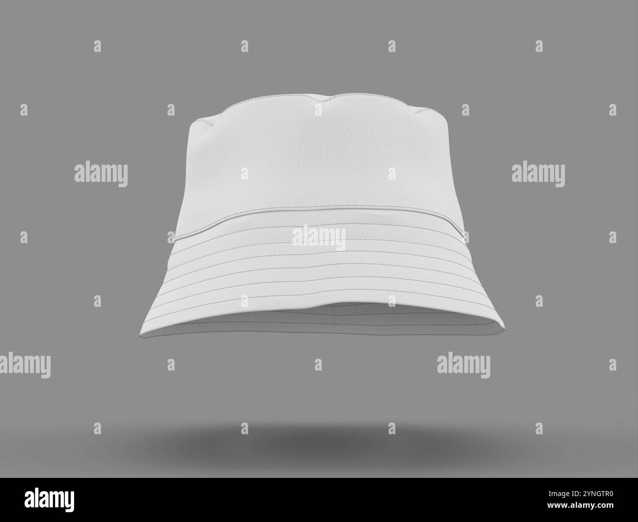 Front View White Blank Bucket hat 3D Rendered Mockup Stock Photo - Alamy