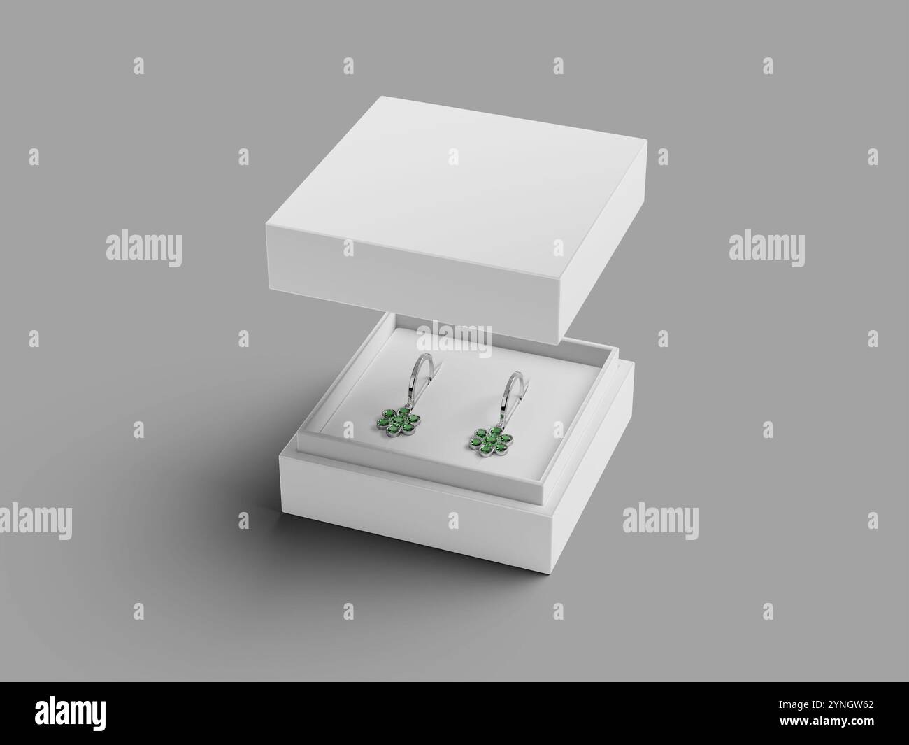 High Level White Blank Jewelry Box Mockup Box Packaging 3D render Stock ...