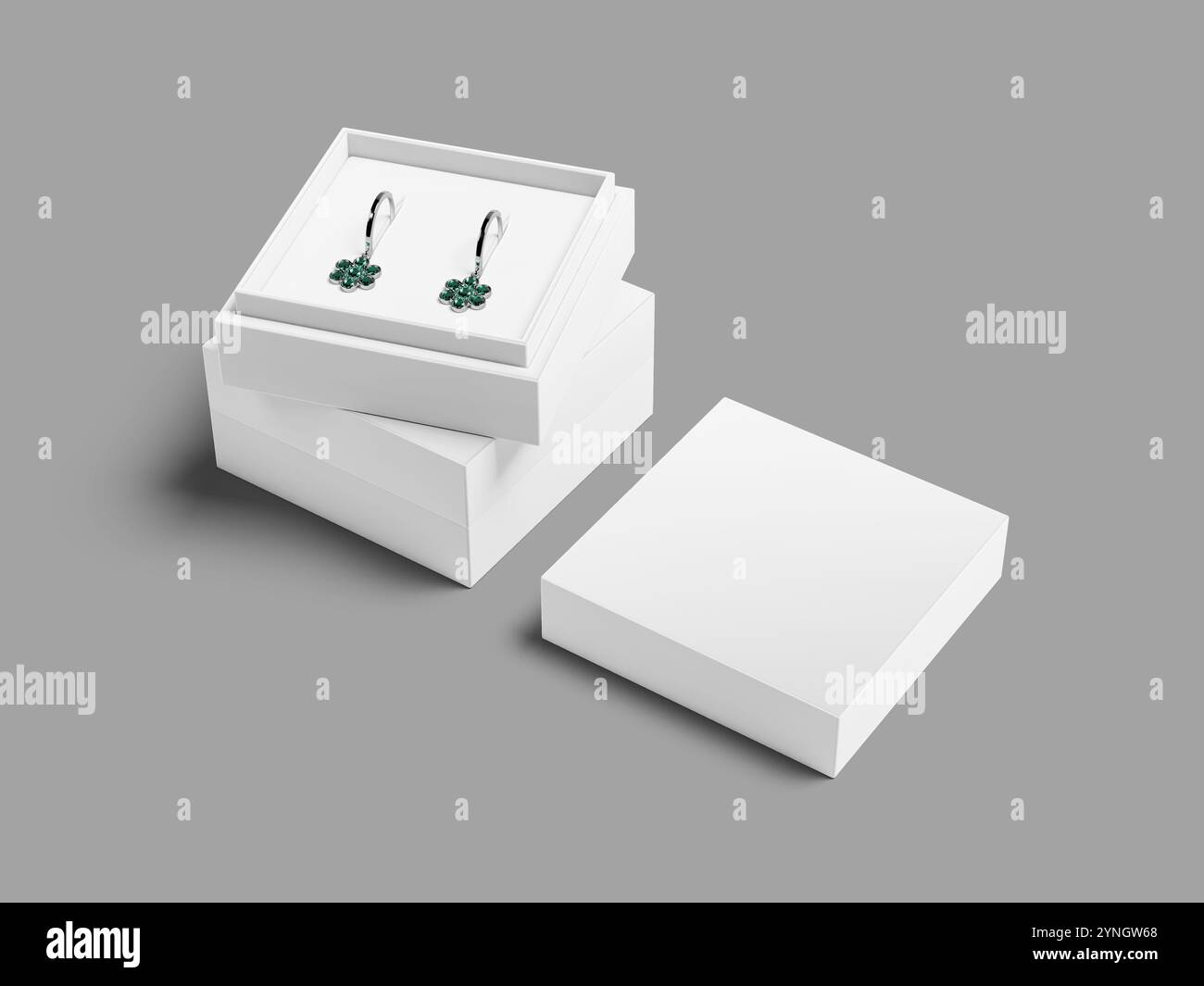Isometric Blank Earring with Jewelry Box 3D Mockup Box packaging Stock ...