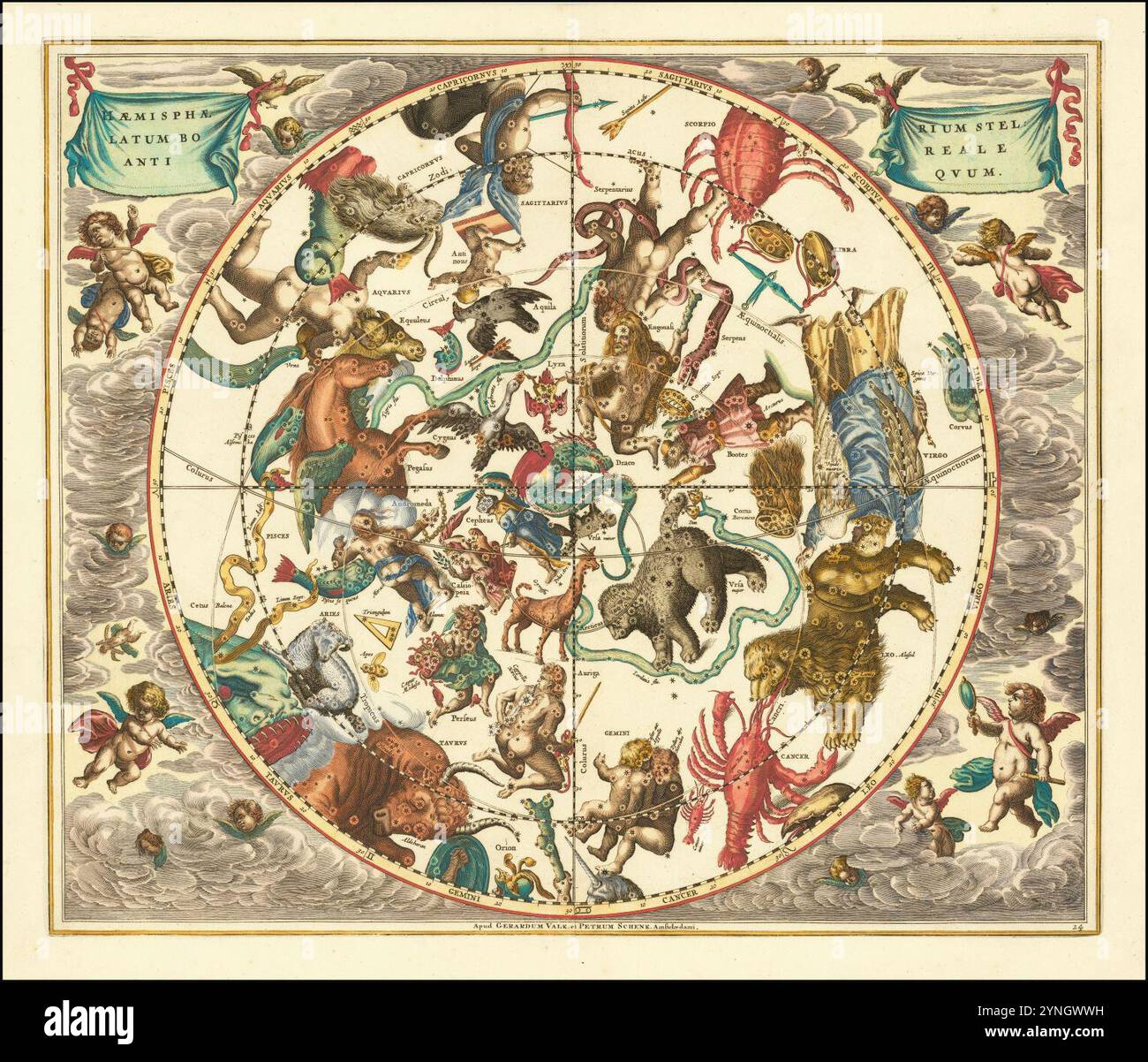 Celestial chart by Andreas Cellarius - Haemisphaerium Stellatum Boreale ...