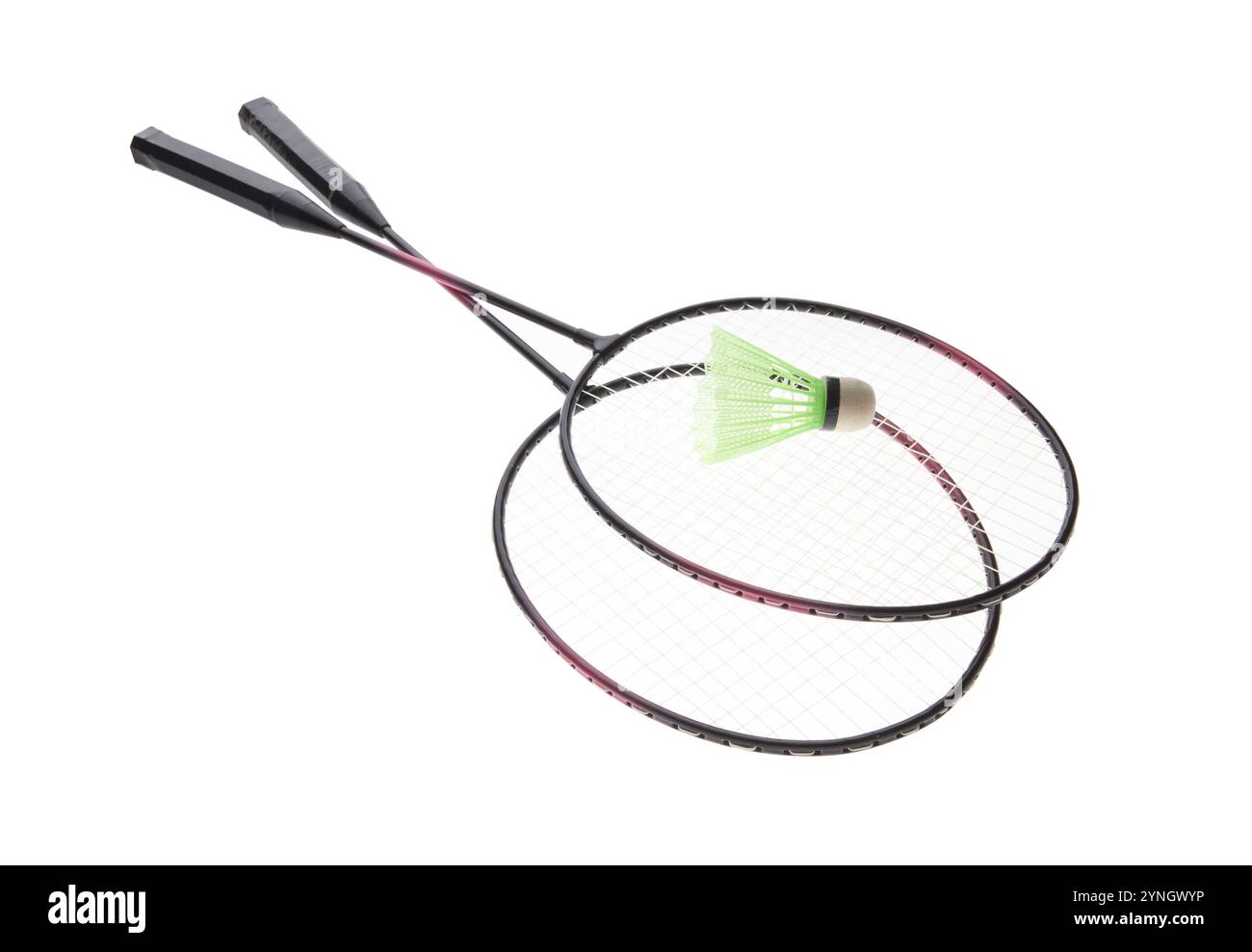 Badminton rackets and shuttlecock isolated on white background Stock ...