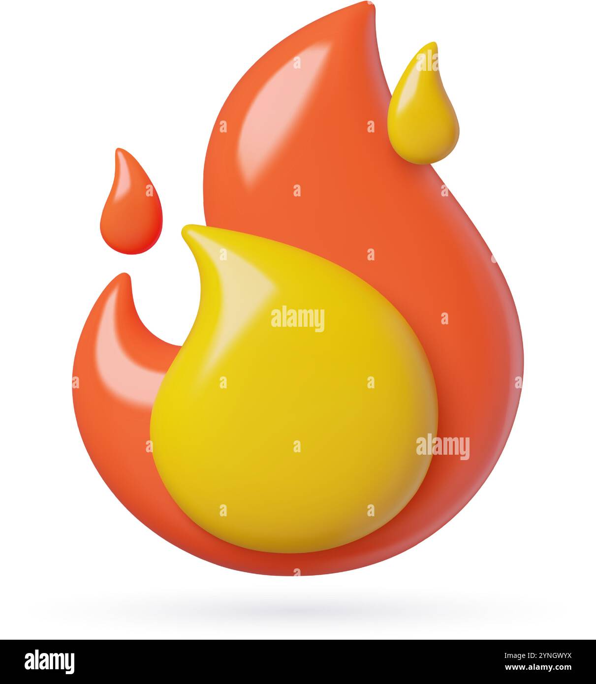Fire flame cute 3d emoji. Hot burning symbol three dimensional vector ...