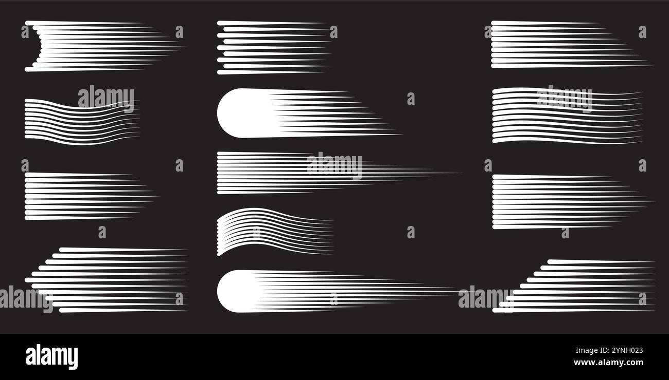 Comic-style speed lines in black with smooth, rounded edges. Vector collection Stock Vector ...