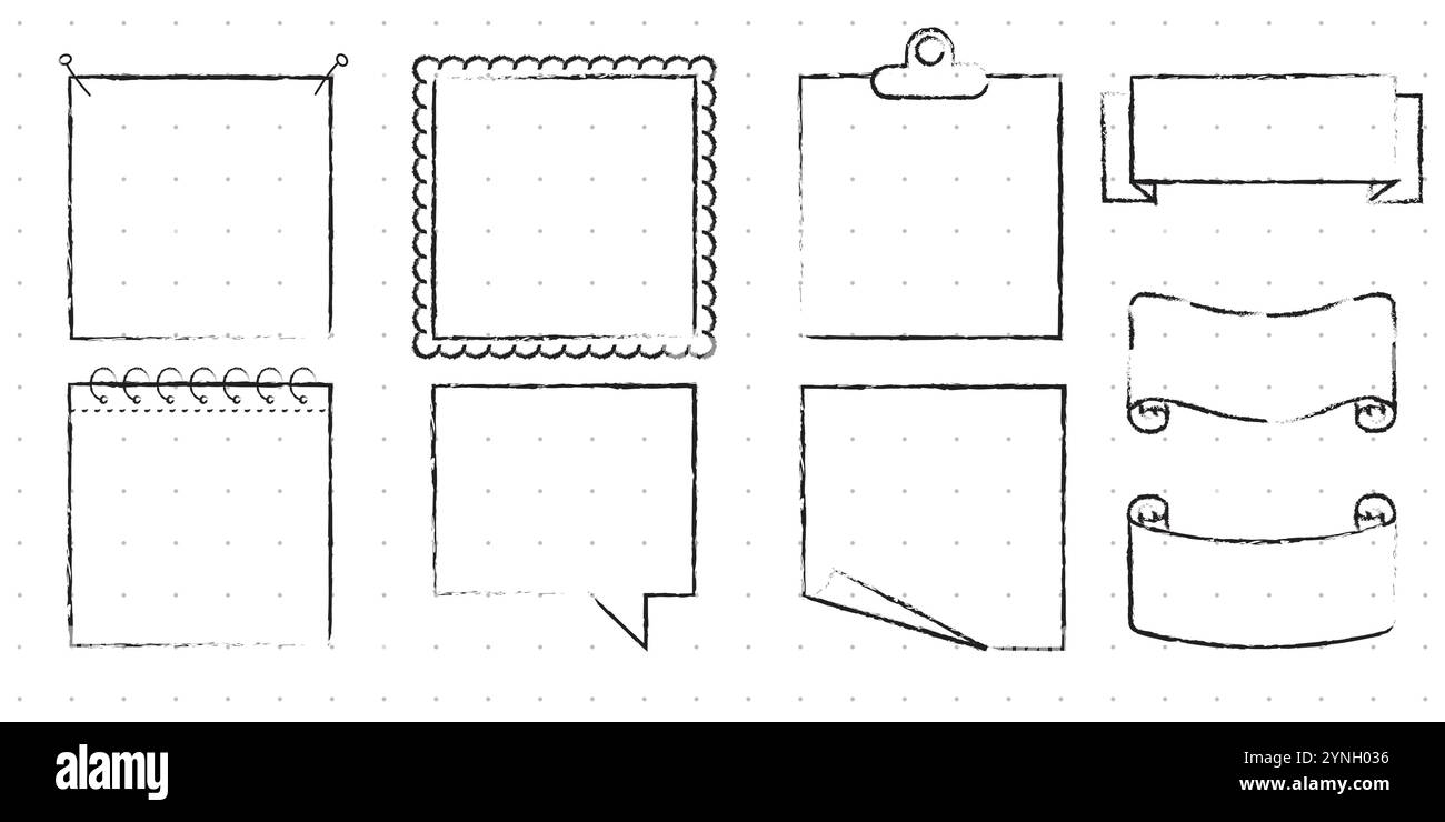 Set of Cute Hand drawn Doodle Banners and Ribbons isolated on white ...