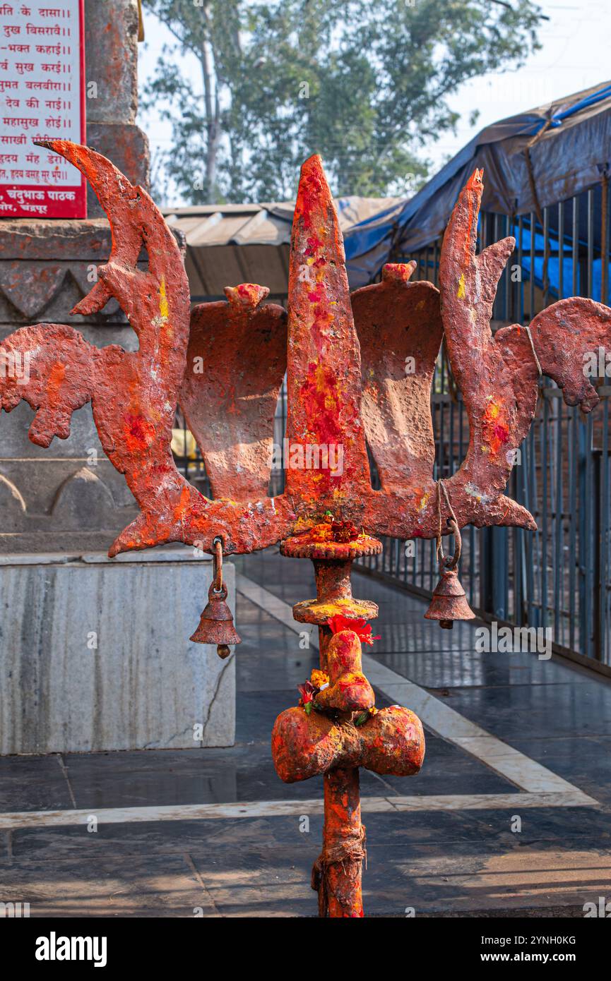 01 08 2018 Vintage Old Brass Trishul used in Hinduism in side Mahakali ...