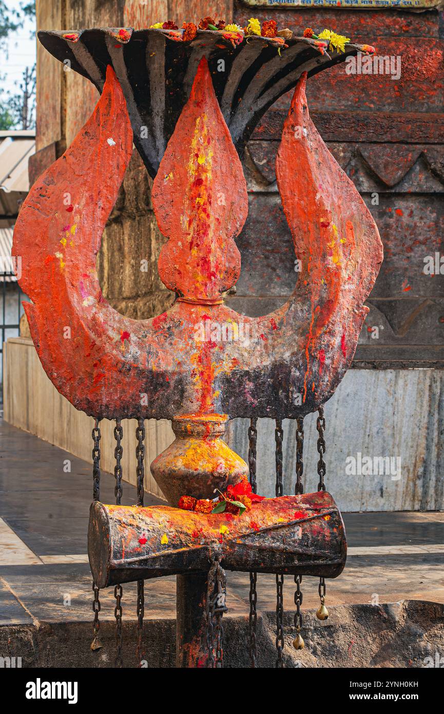 01 08 2018 Vintage Old Brass Trishul used in Hinduism in side Mahakali ...