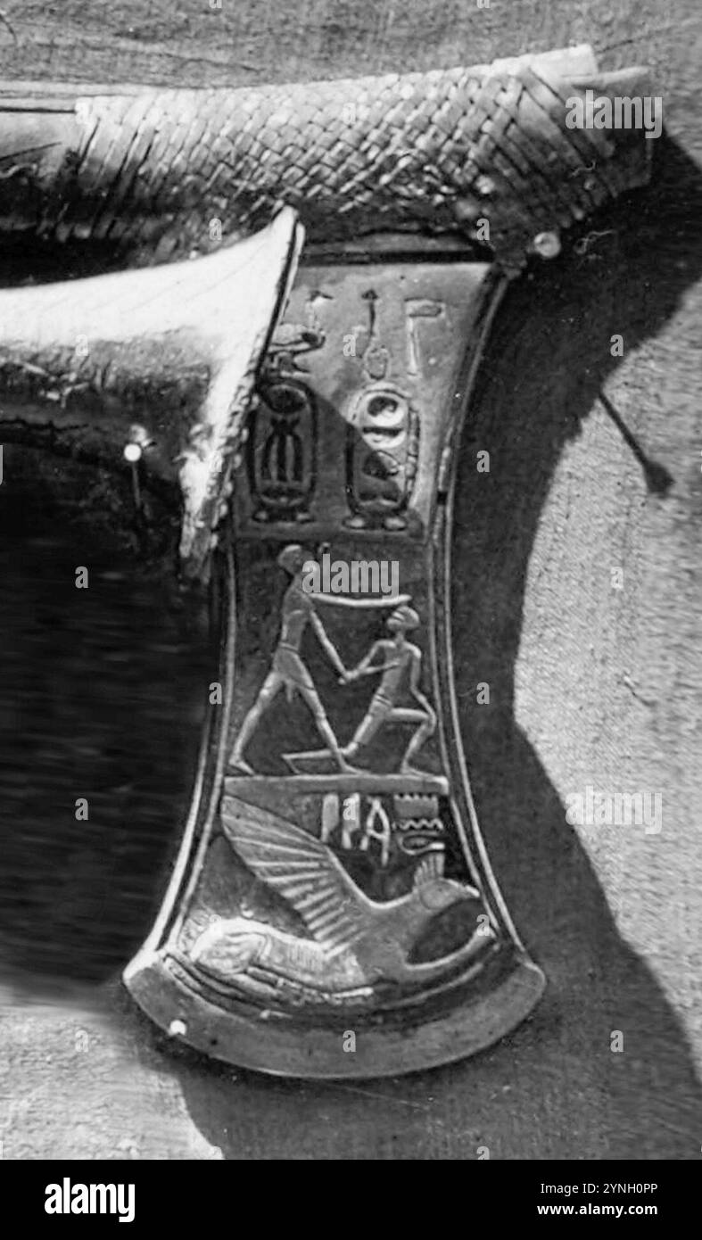 Ceremonial axes of Ahmose I, with Ahmose I striking a Hyksos warrior ...