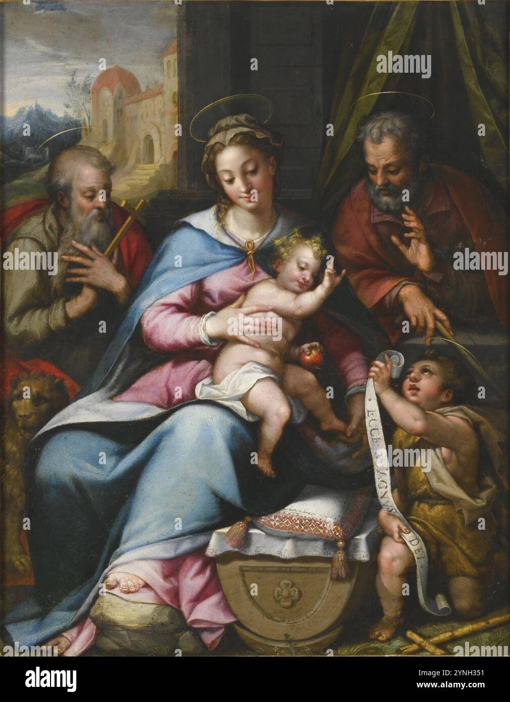 Denys Calvaert - Holy Family with Saint Jerome and the Infant John the ...