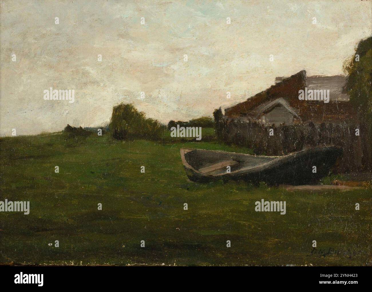 Landscape with Boat by Dennis Miller Bunker, oil Stock Photo - Alamy