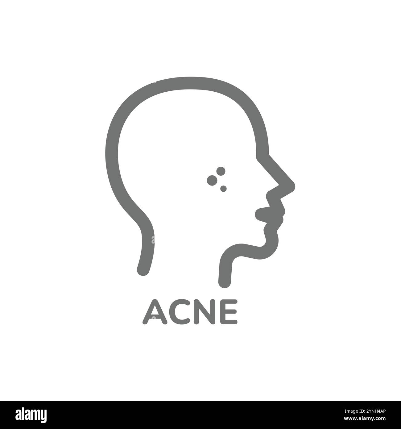 Acne with head vector icon. Human profile line dermatology symbol Stock ...