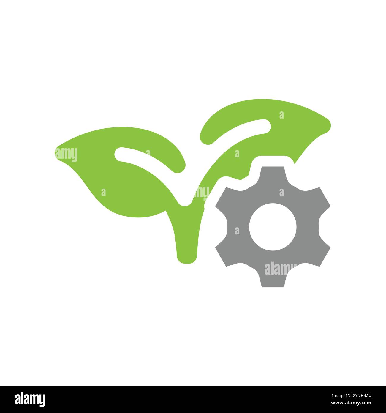 Eco industry with leaf and gear. Environmental friendly technology ...