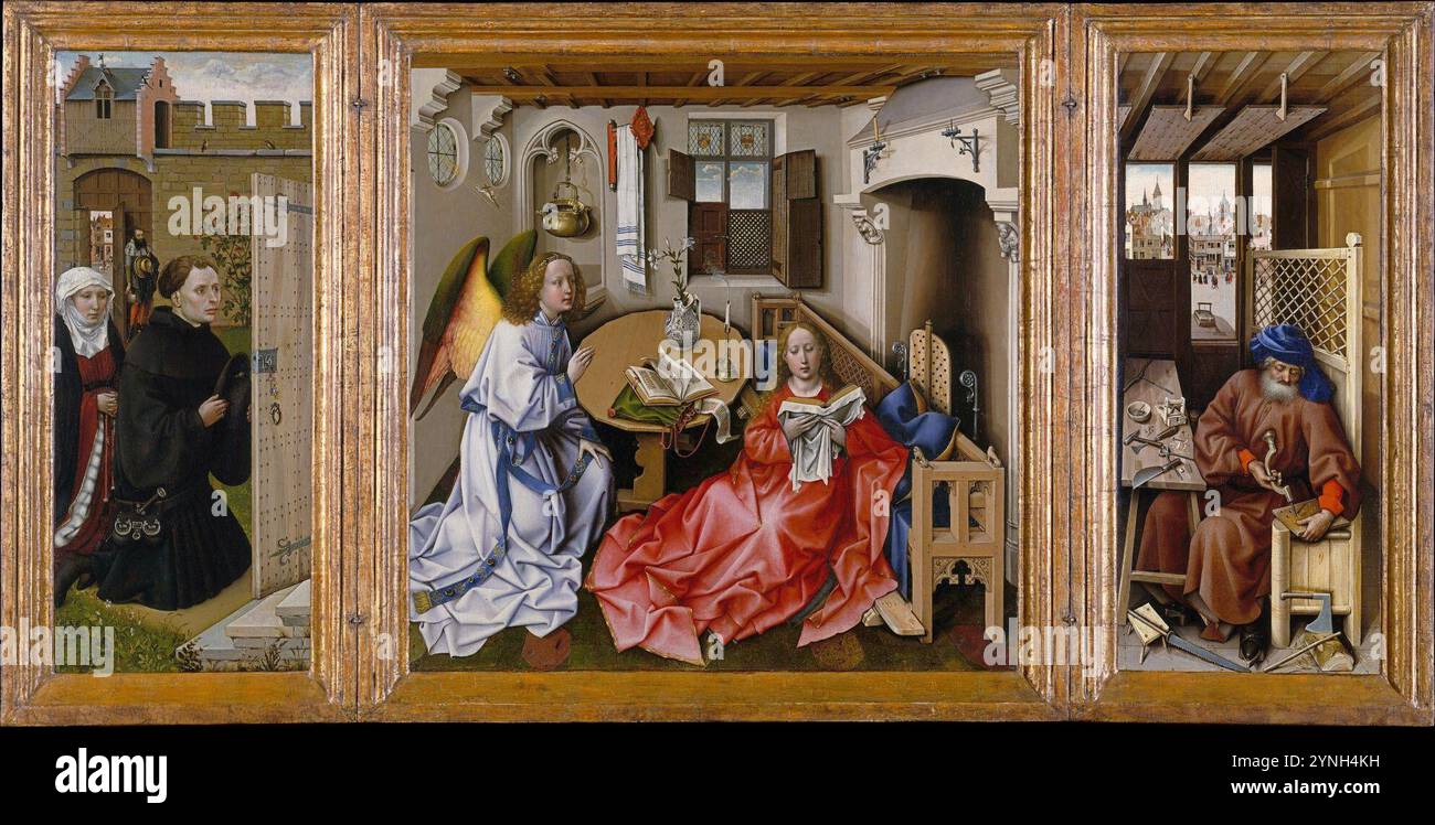 Robert Campin - Triptych with the Annunciation, known as the Merode Altarpiece Stock Photo - Alamy
