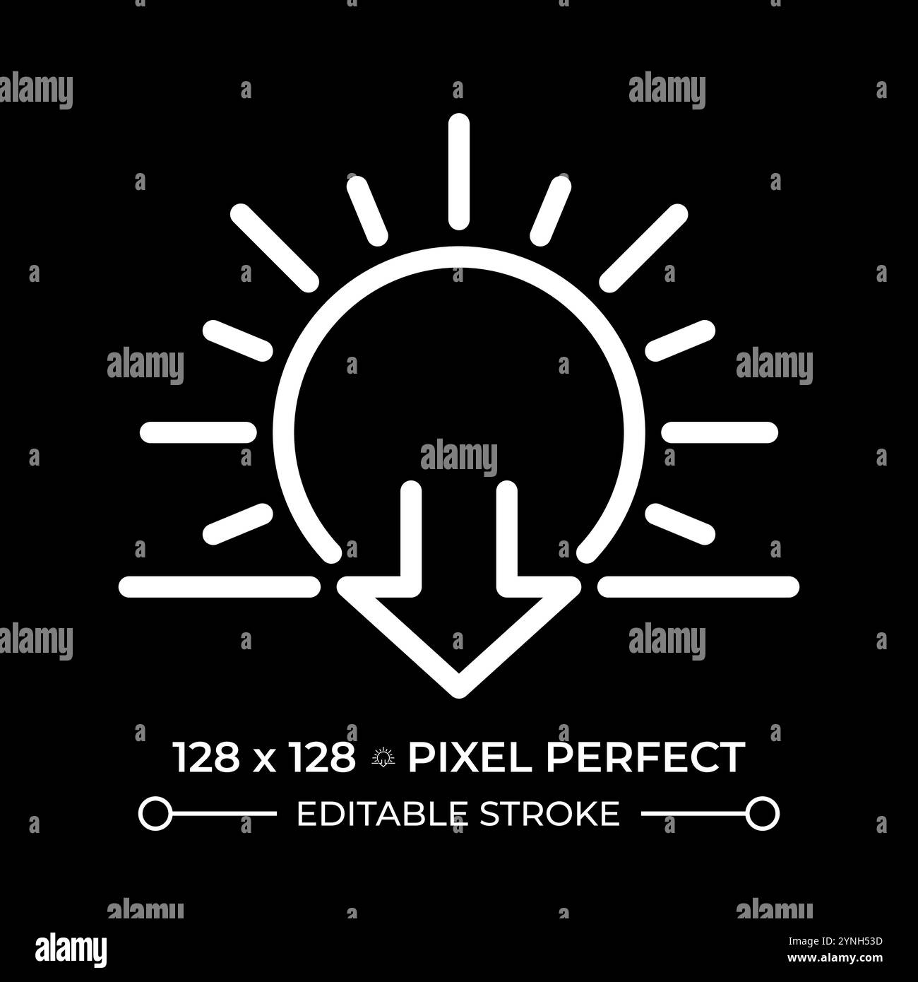 Sunset white linear icon for dark theme Stock Vector Image & Art - Alamy