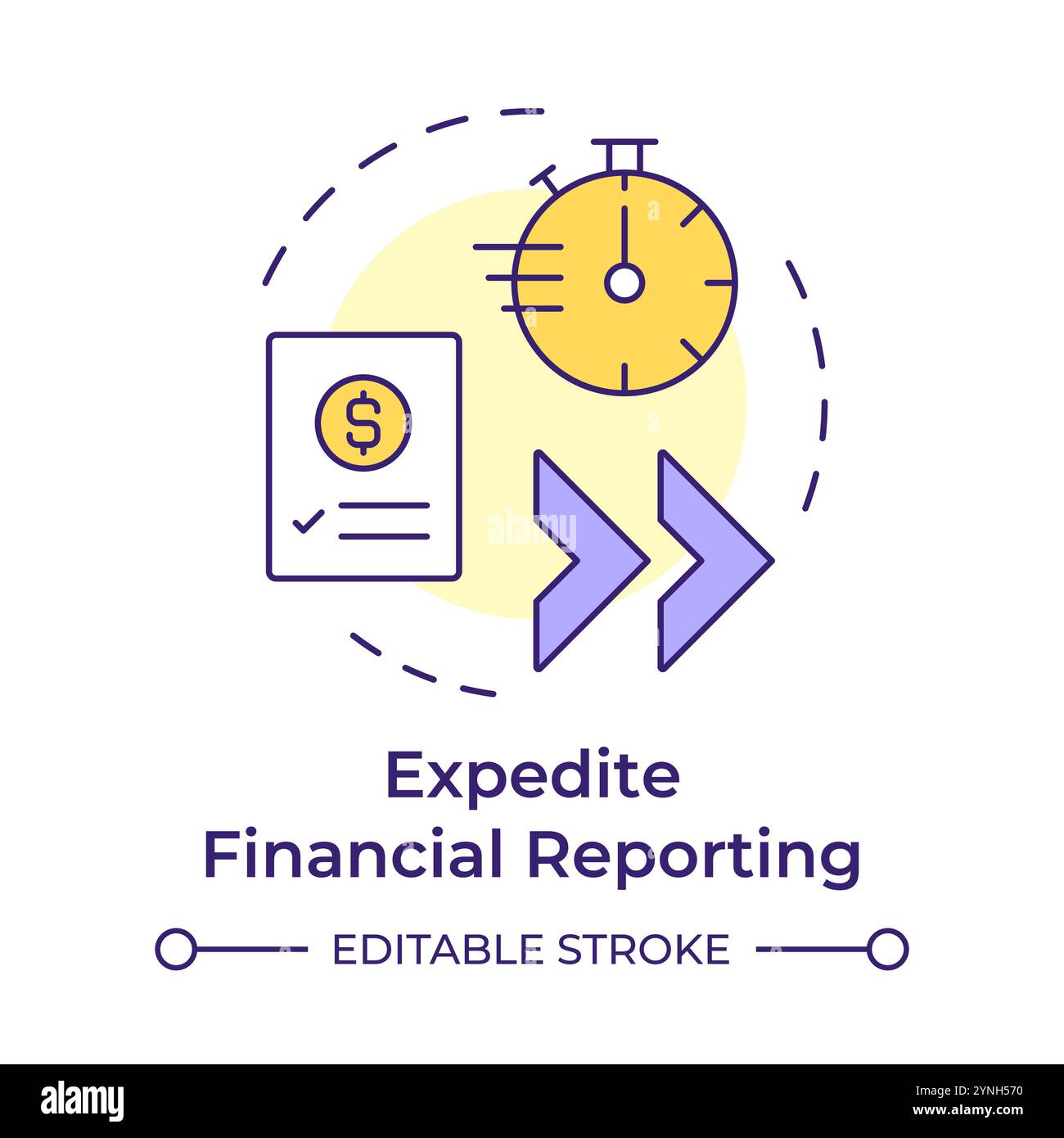 Expedite financial reporting multi color concept icon Stock Vector ...