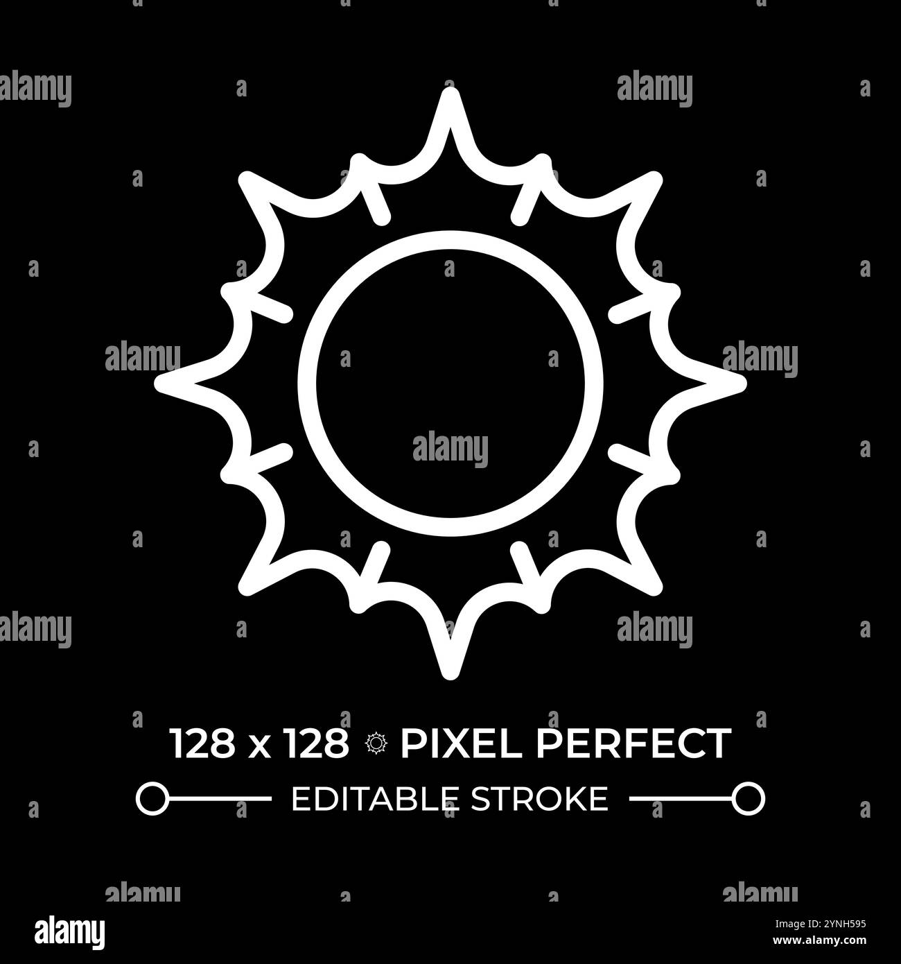 Sun White Linear Icon For Dark Theme Stock Vector Image And Art Alamy