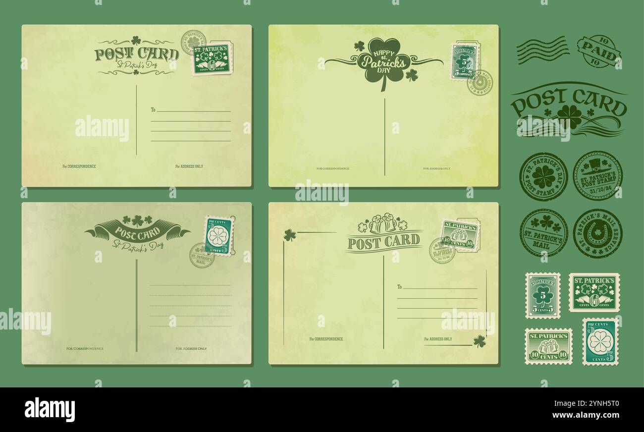Retro postage saint Patrick day antique postcards, stamps and vintage ...