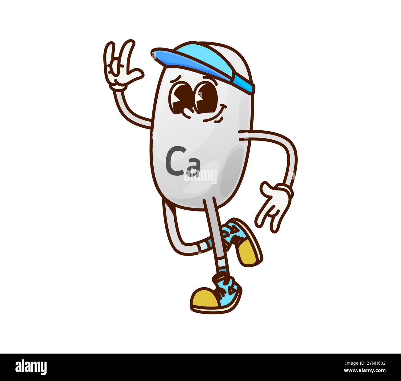 Cartoon groovy Ca vitamin micronutrient character. Isolated vector ...