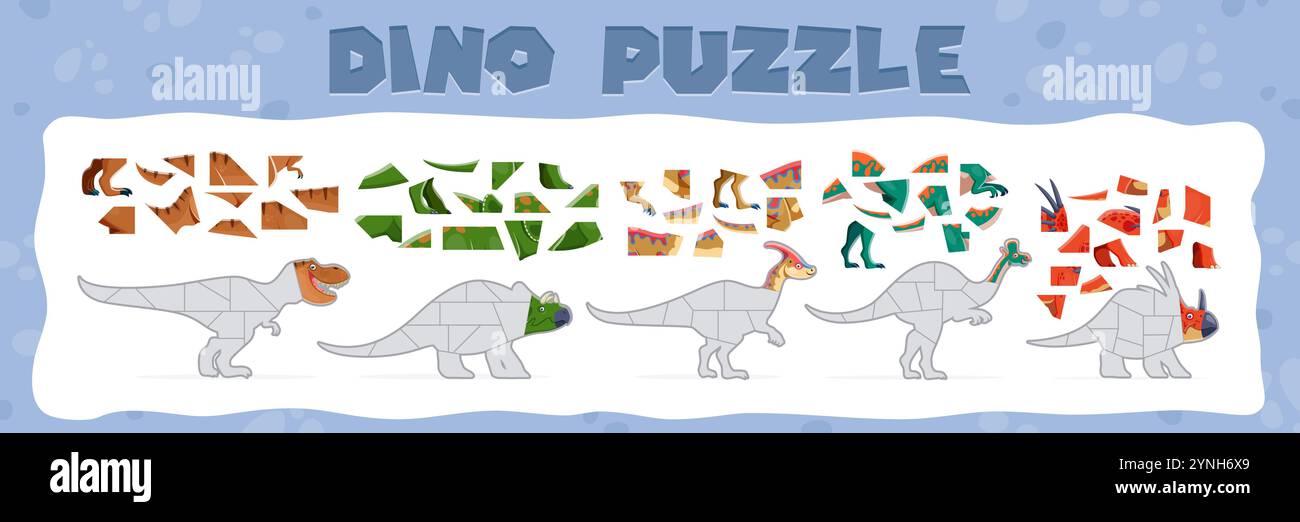 Kids game, prehistoric dinosaur animal jigsaw puzzle maze vector ...
