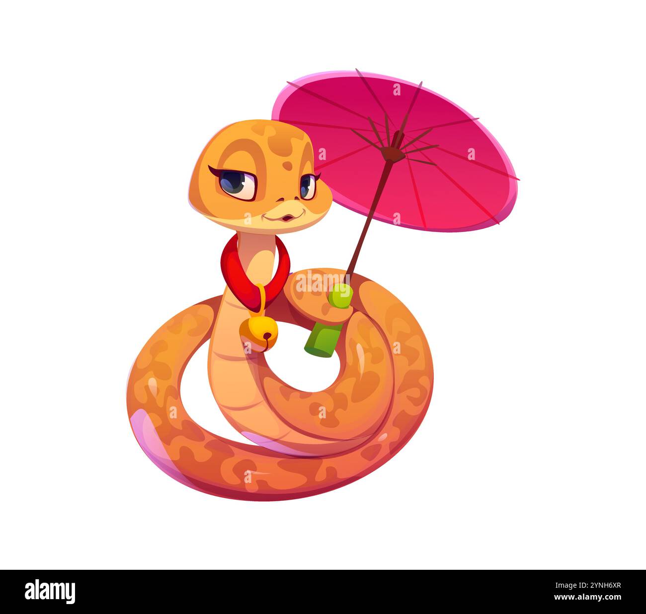 Cute cartoon snake character holding a parasol. 2025 Chinese lunar new ...