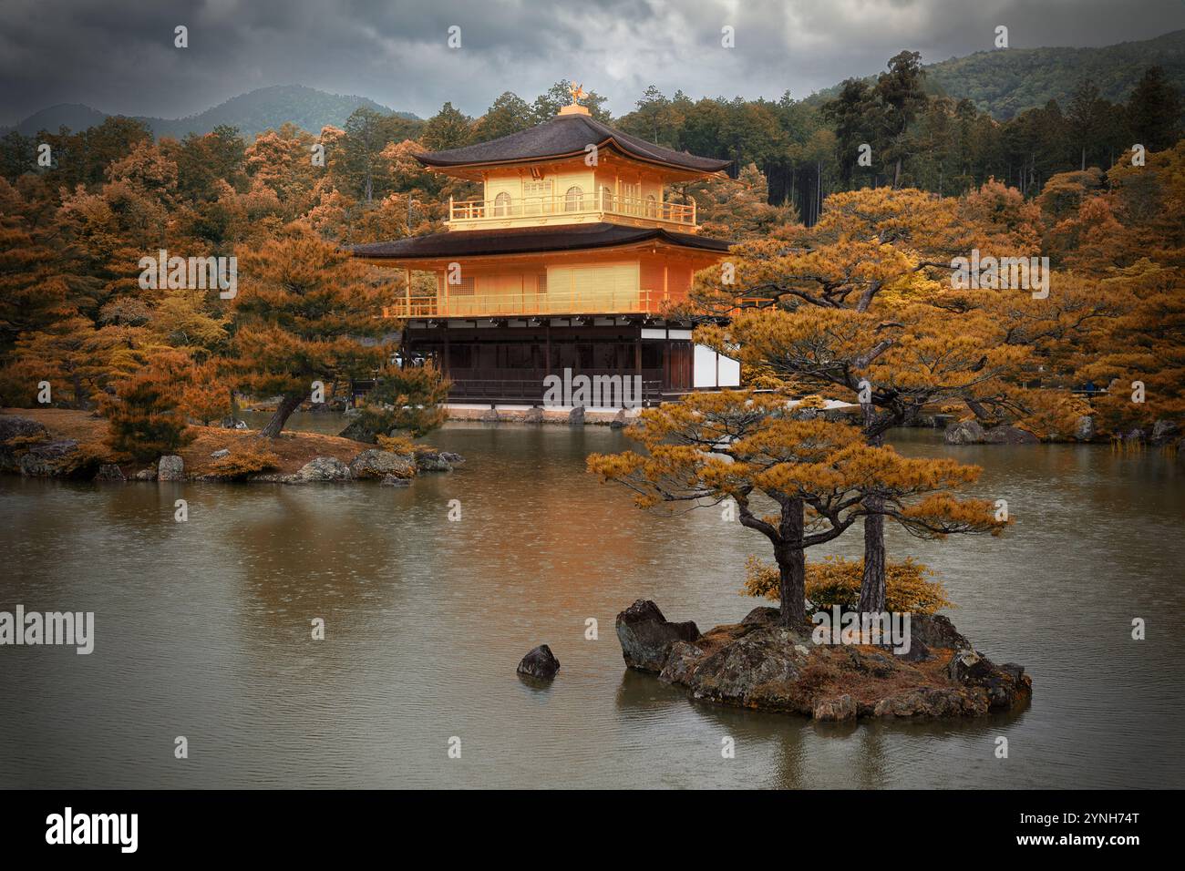 Golden shrine over a lake in Kyoto Stock Photo - Alamy