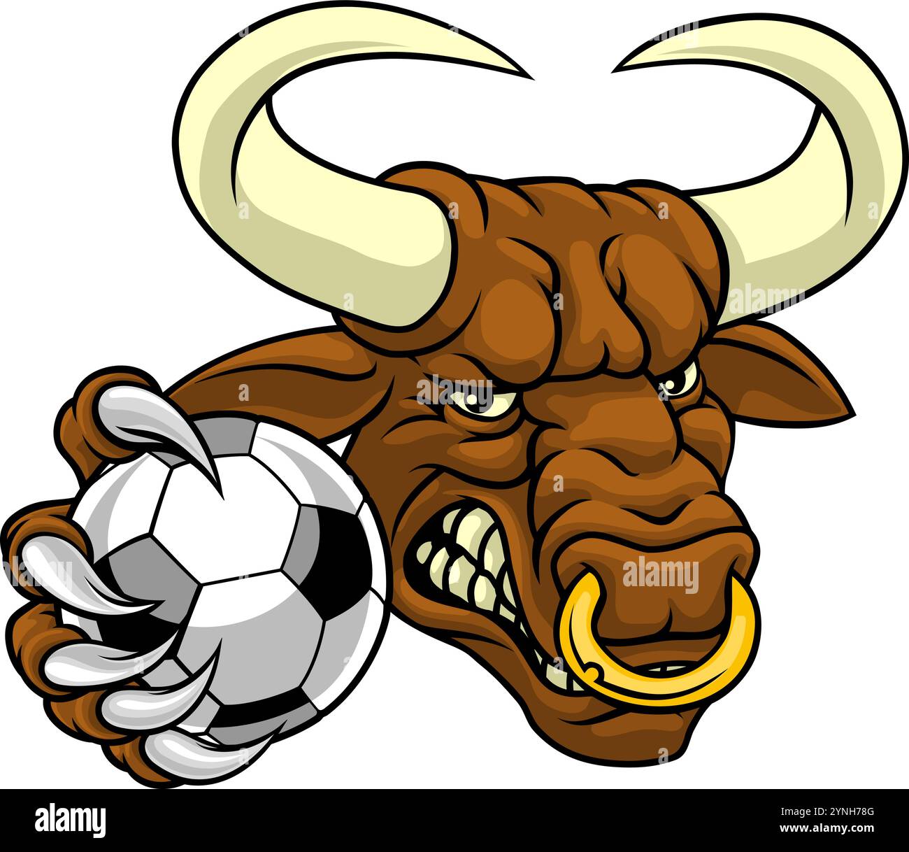 Bull Minotaur Longhorn Cow Soccer Mascot Cartoon Stock Vector Image ...