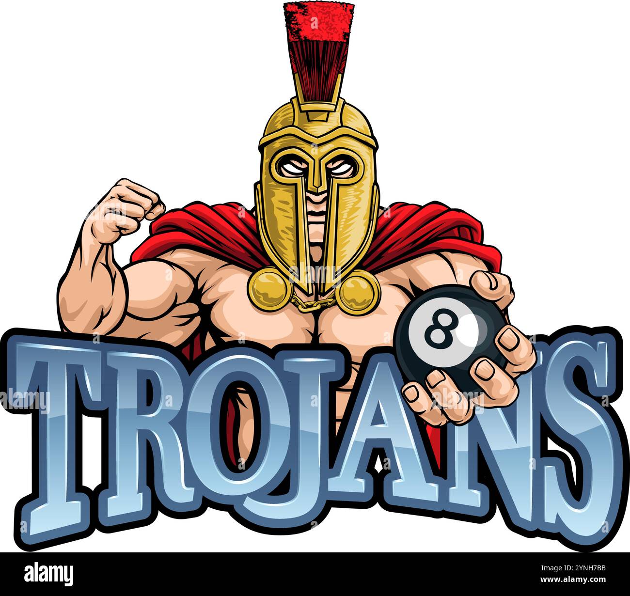 Spartan Trojan Pool Ball Billiards Mascot Cartoon Stock Vector Image ...