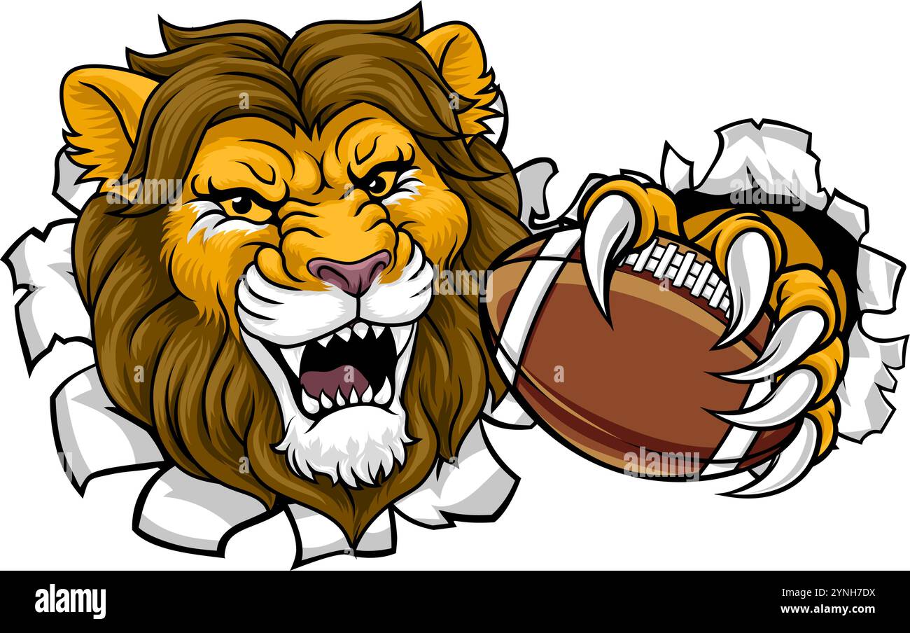Lion American Football Sports Team Animal Mascot Stock Vector Image ...