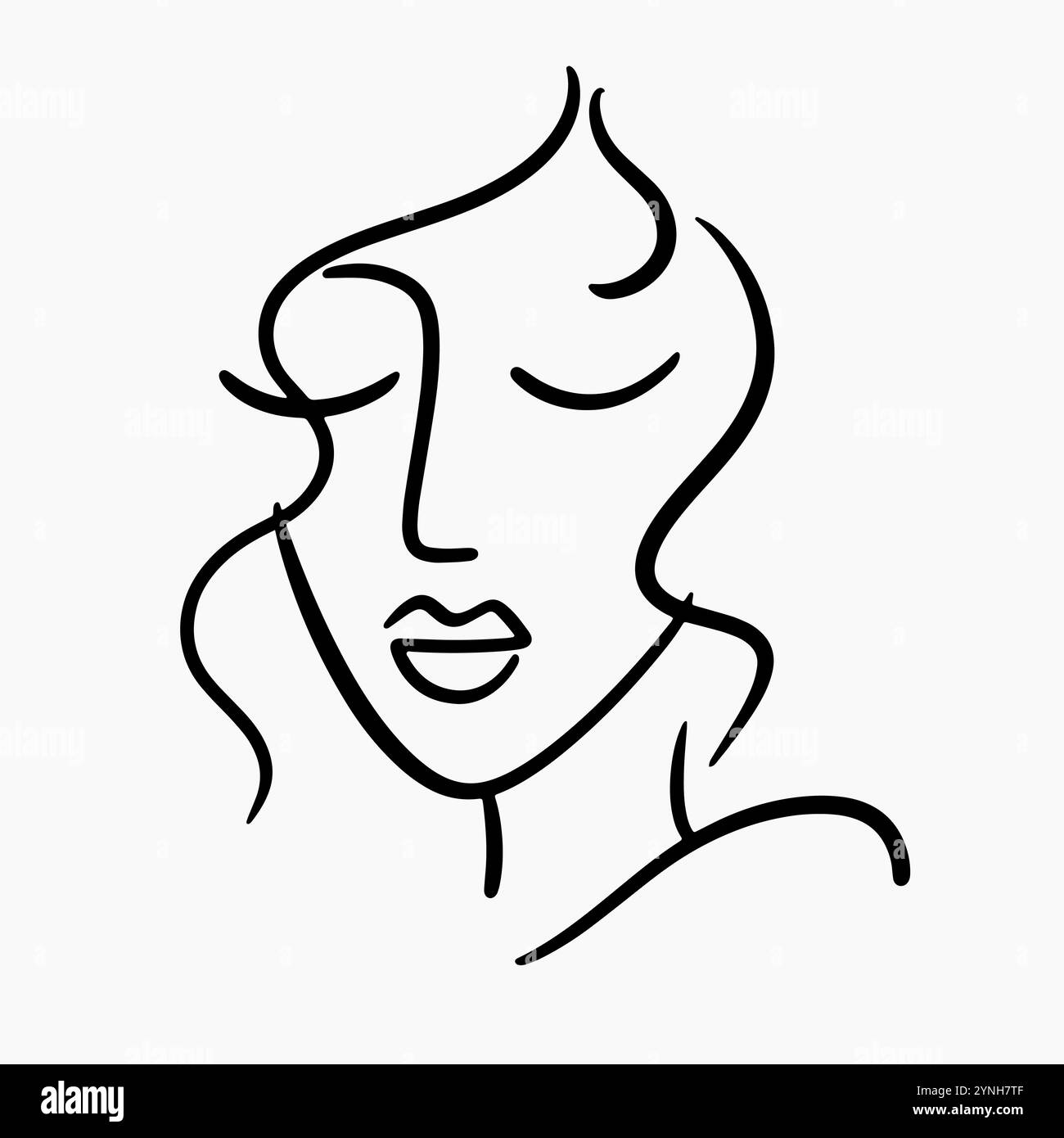 Abstract one line drawing woman face portrait logo Stock Vector Image ...