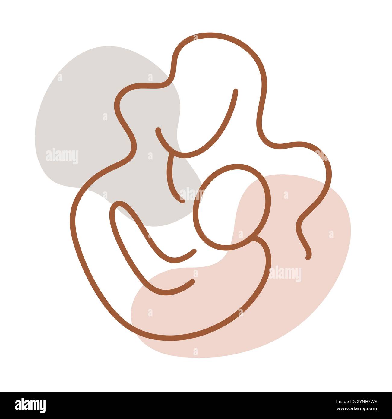 Mother and Baby One Line Art Drawing Breastfeeding Stock Vector Image ...