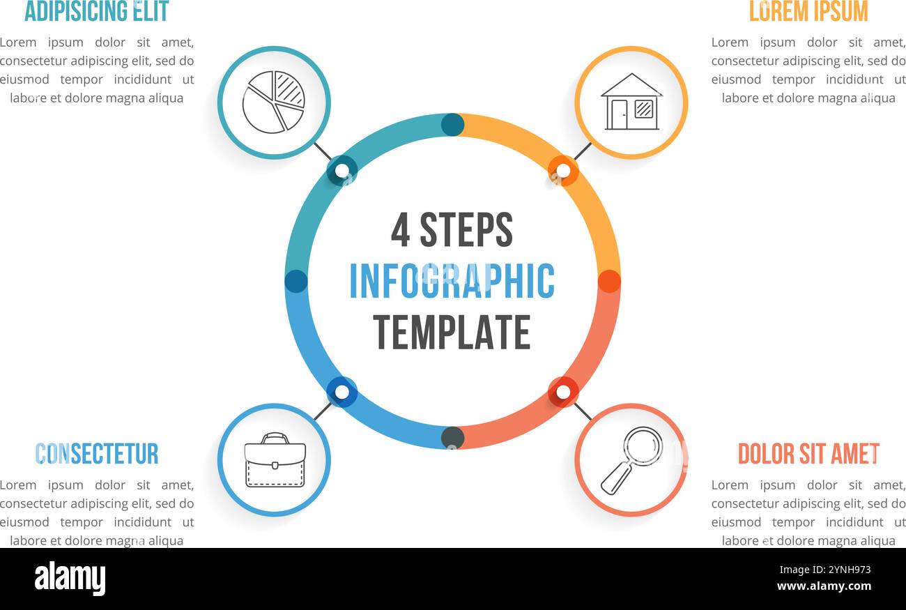 Circle infographic template with four elements, steps or options ...