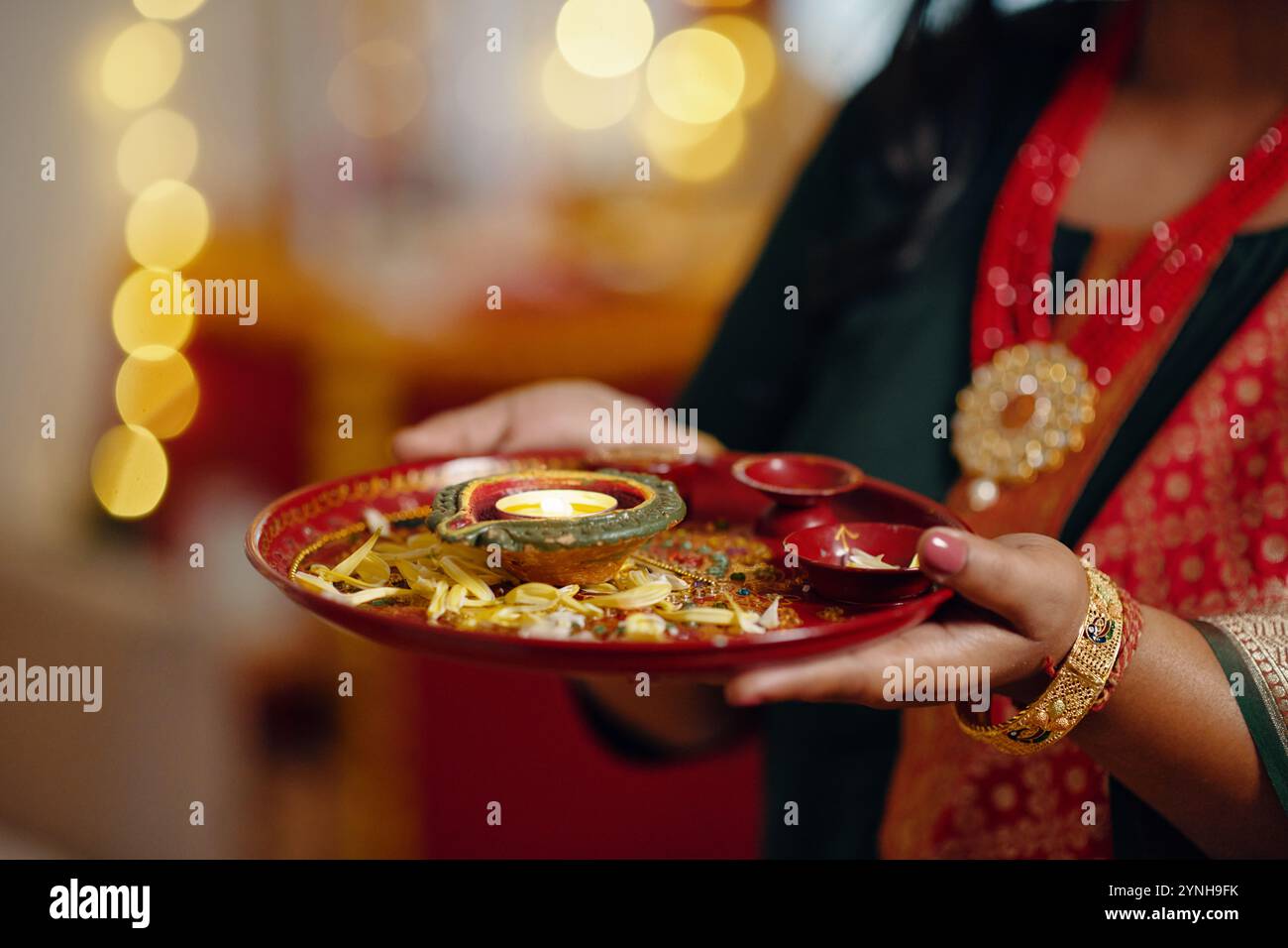 Holding Traditional Indian Diya Illuminating the Festival Stock Photo ...