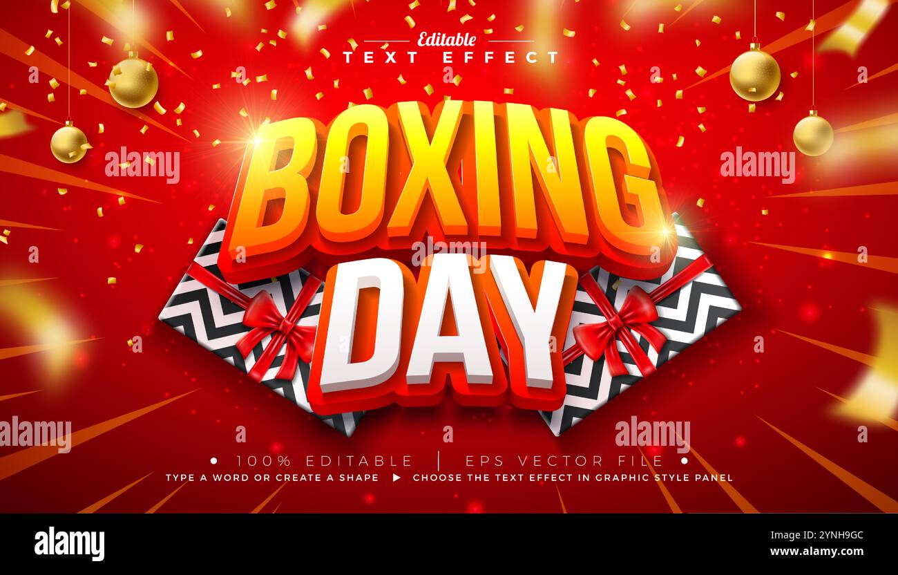 Boxing Day 3D Text Effect Design. Editable and Scalable Vector Christmas Sale Graphic Style ...